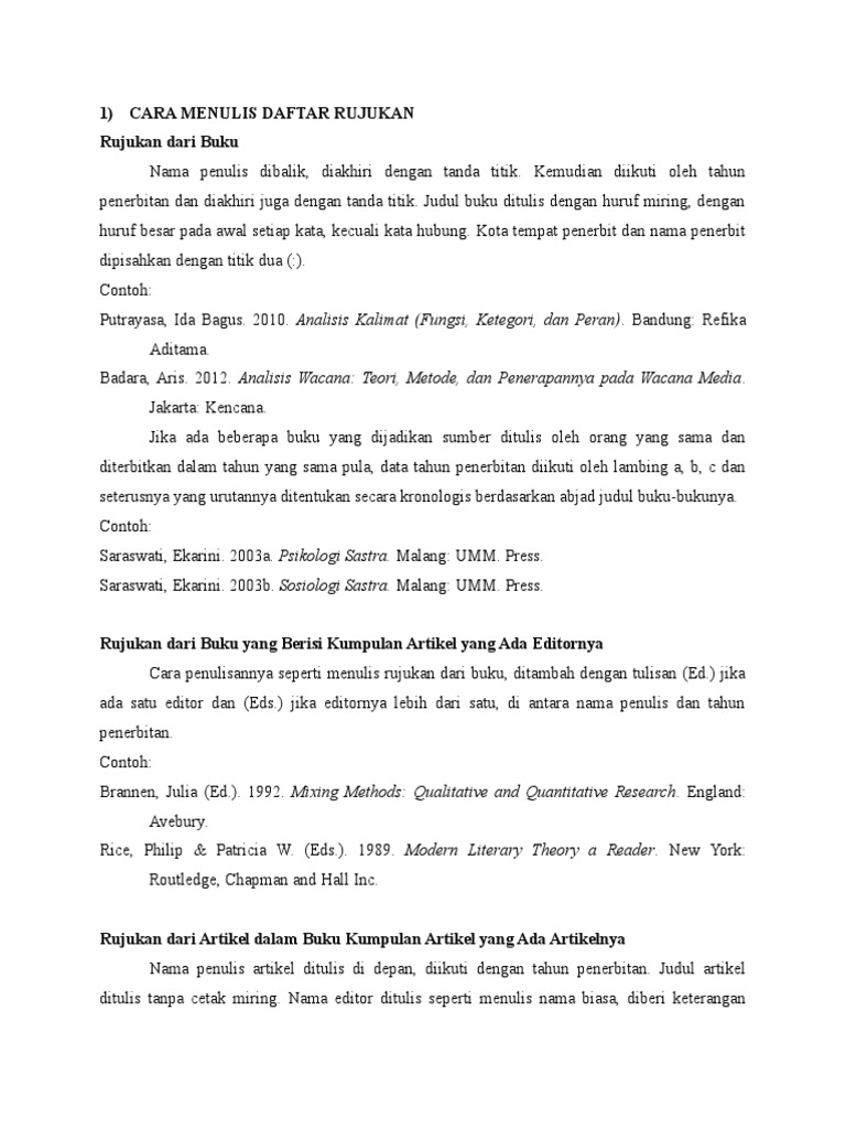 Cara Menulis Daftar Rujukan | PDF