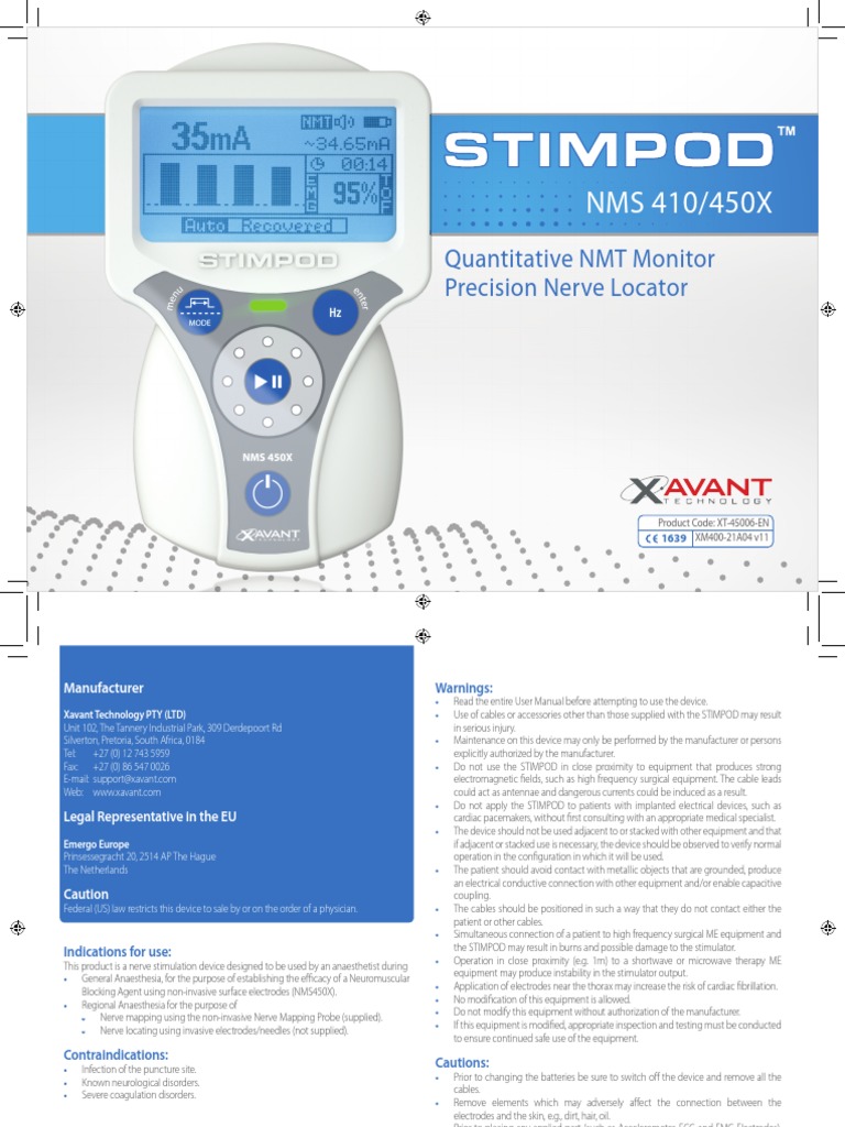Stimpod NMS450X IFU XM400 21A04 11 | PDF | Electromyography | Thumb