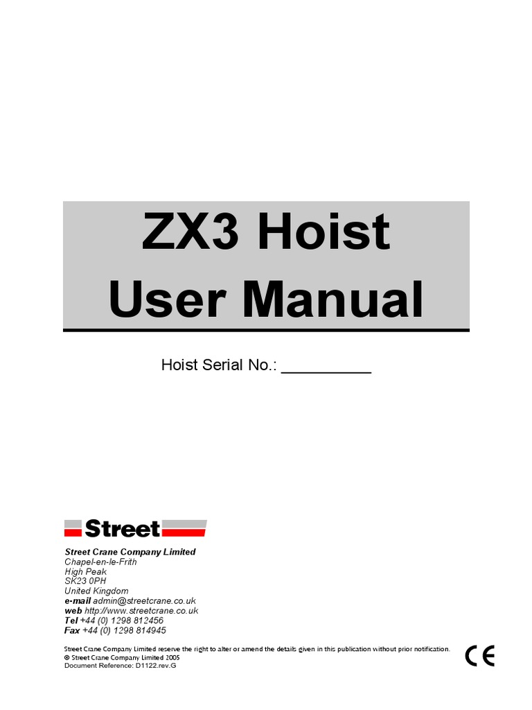 ZX3 Manual | PDF | Crane (Machine) | Switch