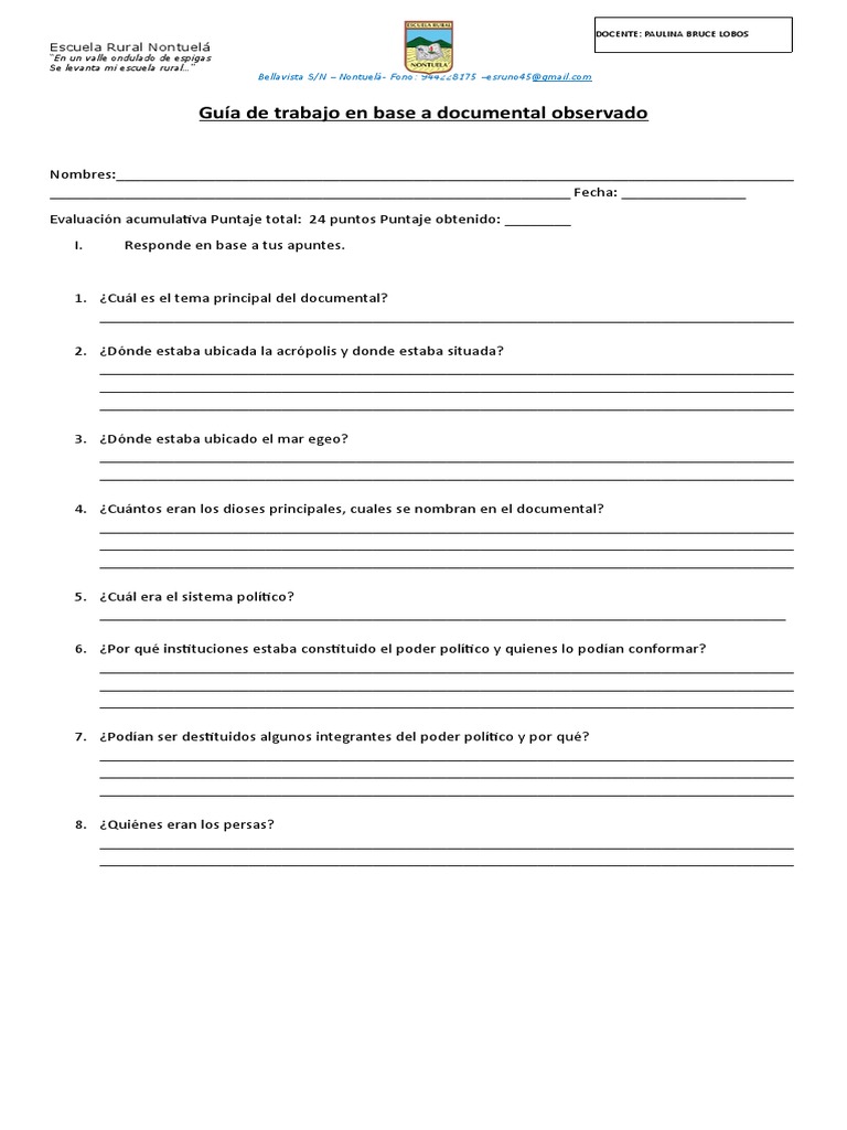 Guía de trabajo en base a documental observado | PDF