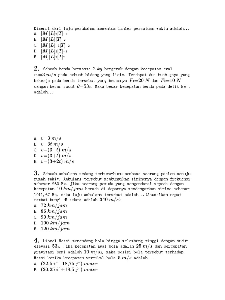 Dimensi Dari Laju Perubahan Momentum Linier Persat | PDF