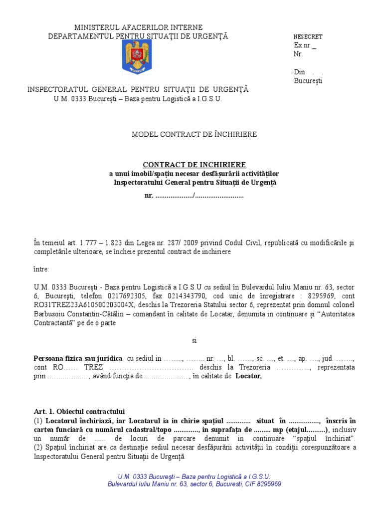 Contract Chirie | PDF