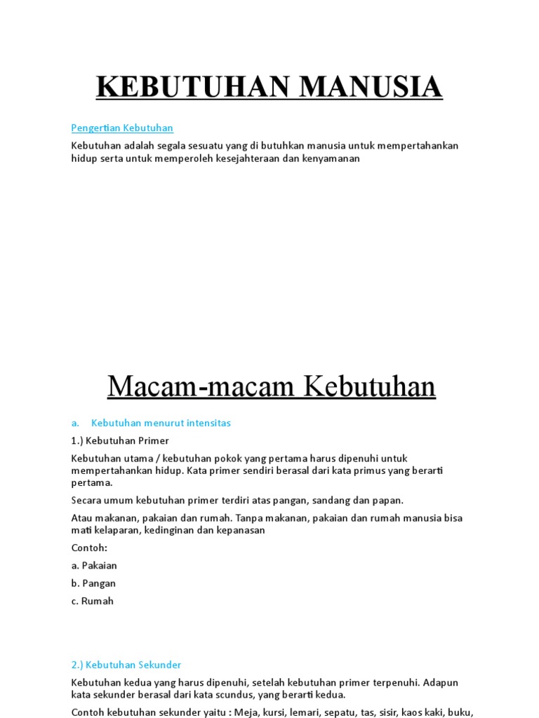 Kebutuhan Manusia | PDF