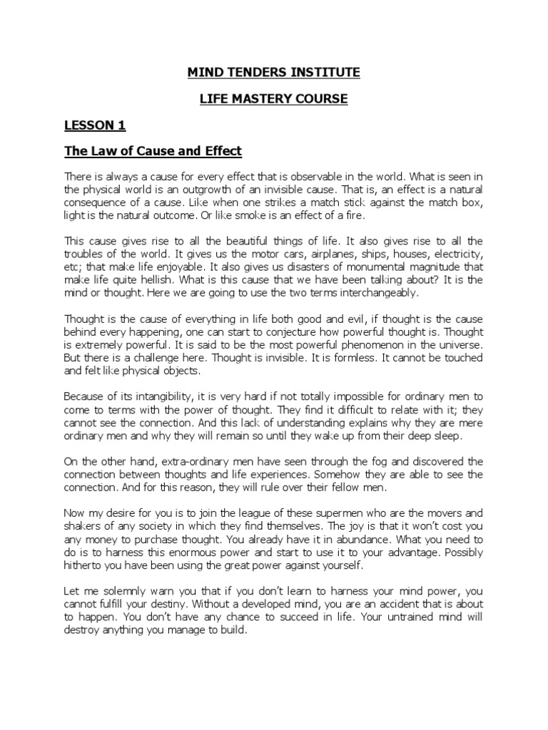 Mind Tenders Institute | PDF | Causality | Mind