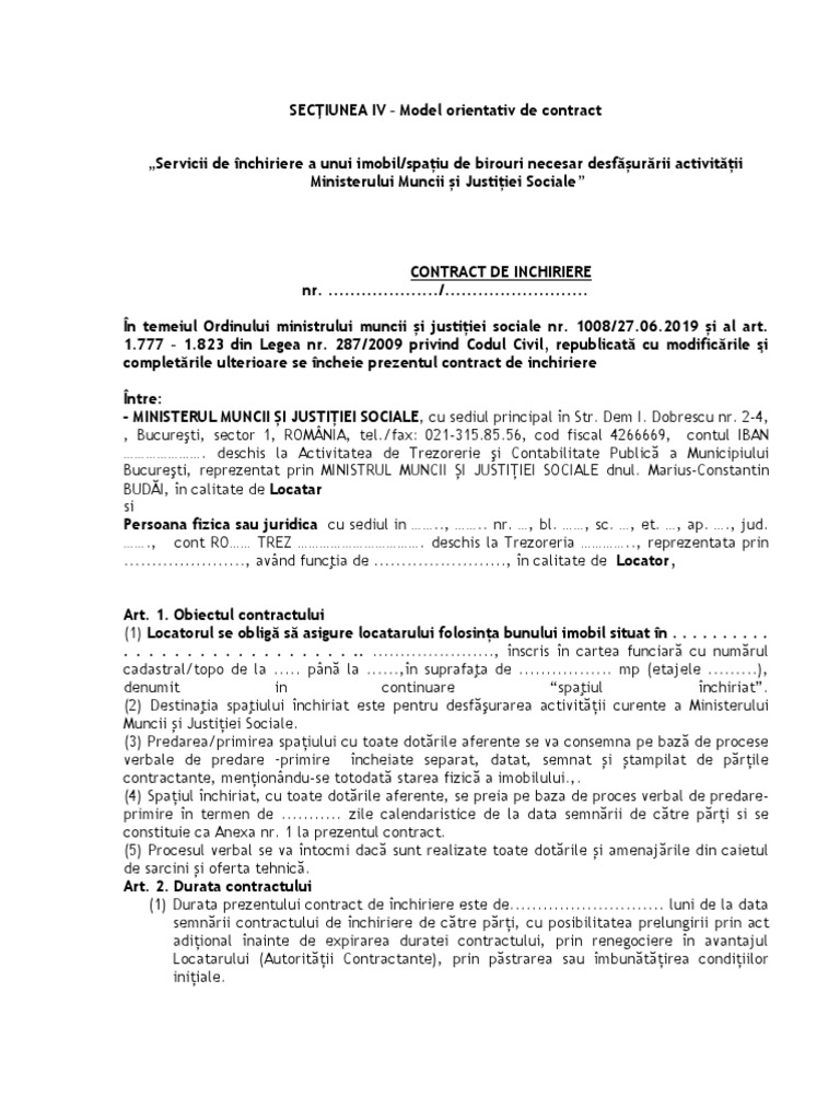 Model Orientativ Contract Inchiriere Sediu 14082019 | PDF