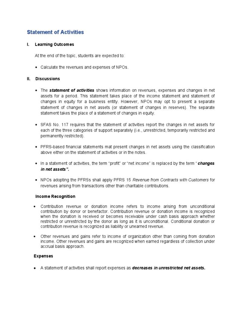 Nonprofit Statement of Activities Guide | PDF