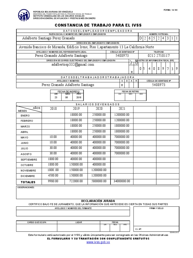 Forma 14-100 - Editable | PDF