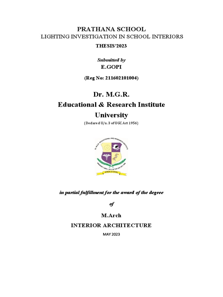 Gopi - Thesis Report | PDF | Classroom | Curtain