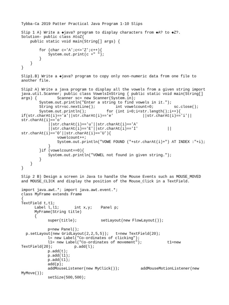 Tybba-Ca Solved Slip 1-10 | PDF
