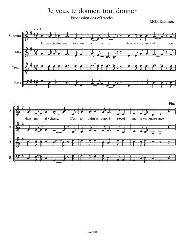 Je Veux Te Donner, Tout Donner | PDF