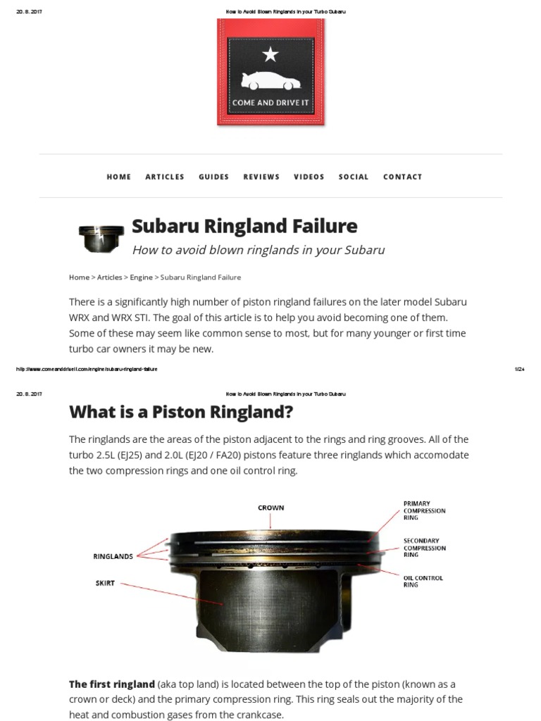 How To Avoid Blown Ringlands in Your Turbo Subaru | PDF