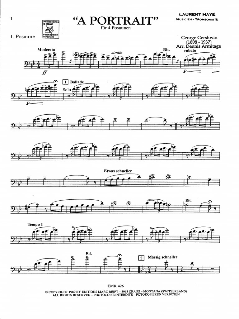 GERSHWIN-A Portrait Pour Quatuor de Trombones | PDF