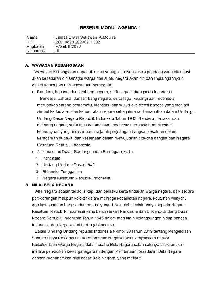 Resensi Modul Agenda 1 Latsar LAN RI | PDF