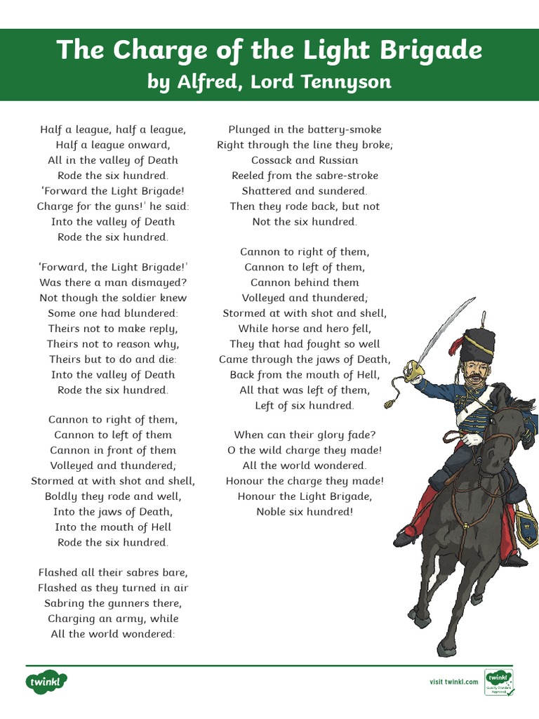 t2 e 4764 The Charge of The Light Brigade Poem English | PDF