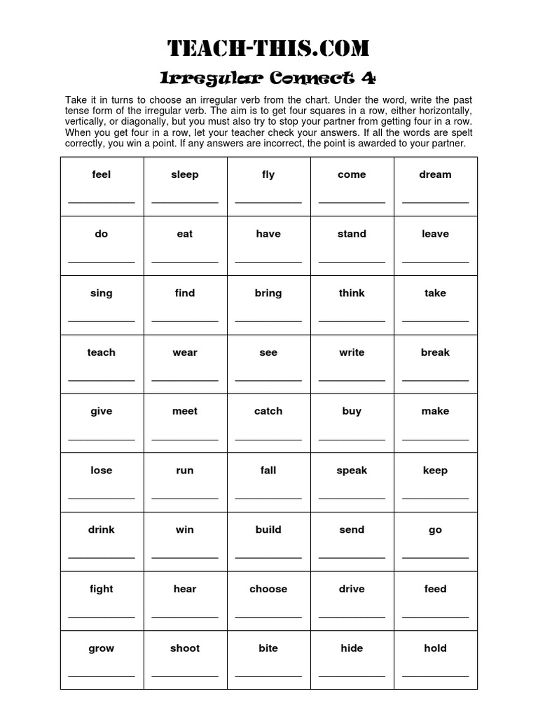 3 Irregular-Connect-4 | PDF | Language Families | Linguistic Typology