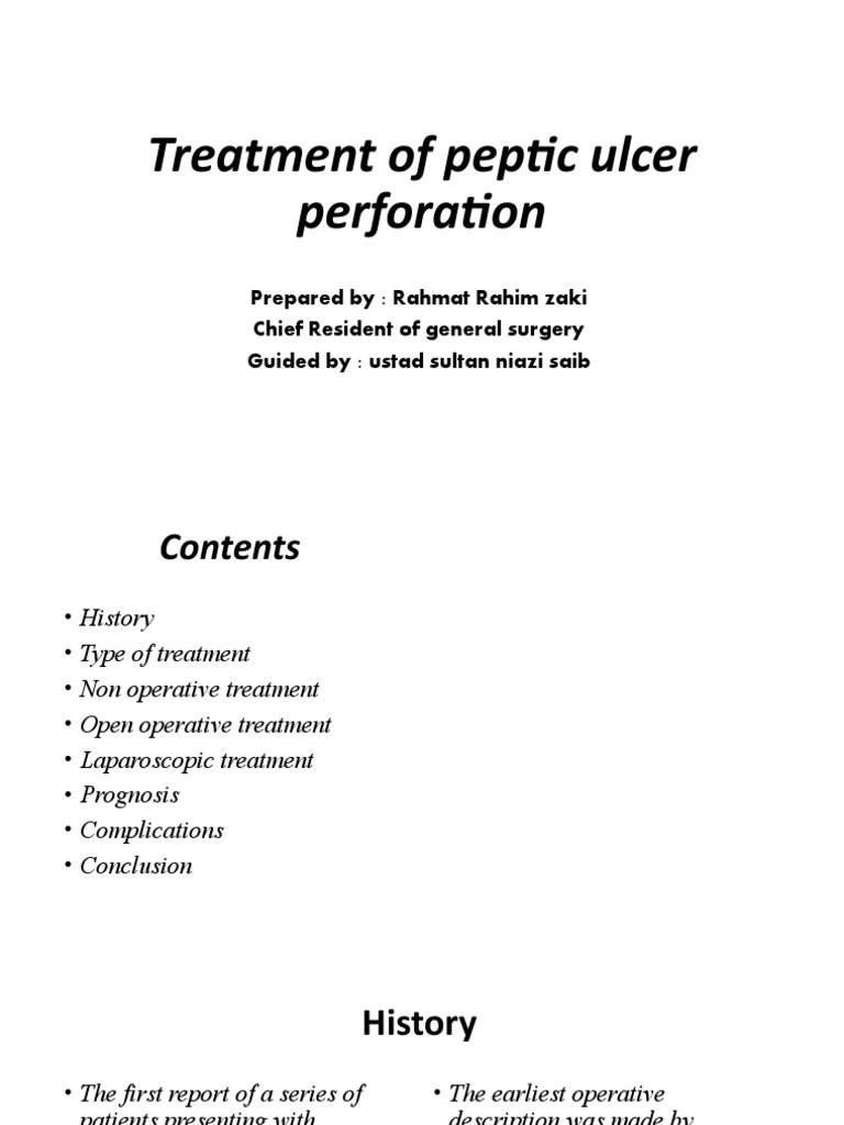 Peptic Ulcer Perforation Treatment Guide | PDF | Diseases And Disorders ...