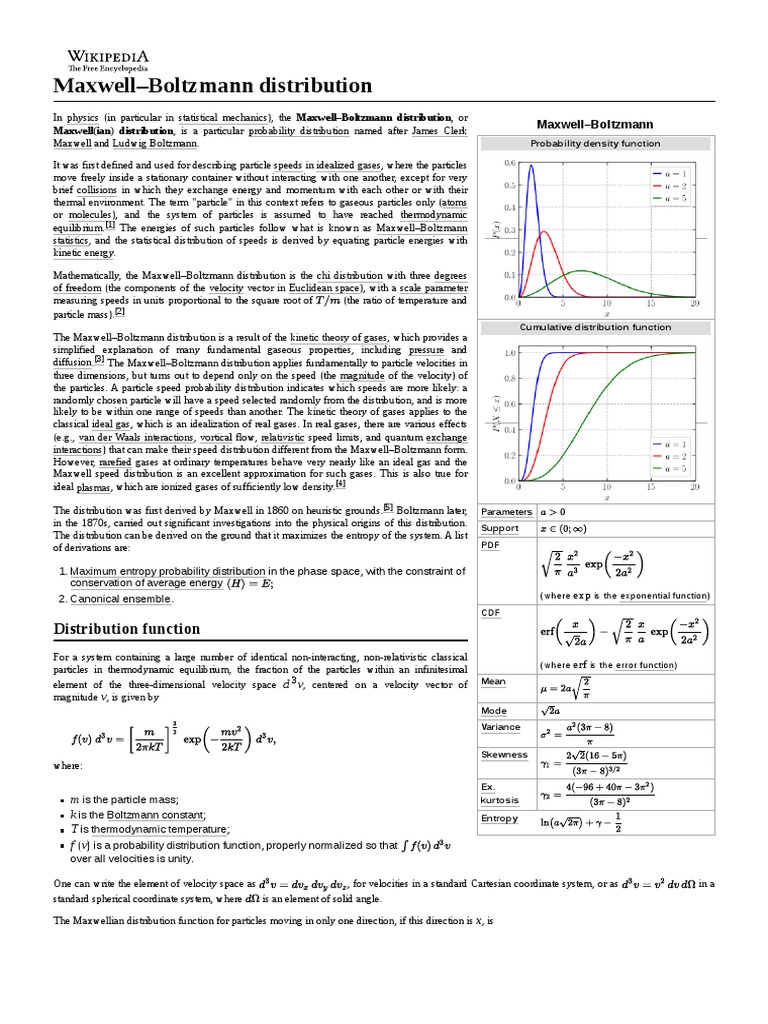Maxwell-Boltzmann Distribution Explained | PDF