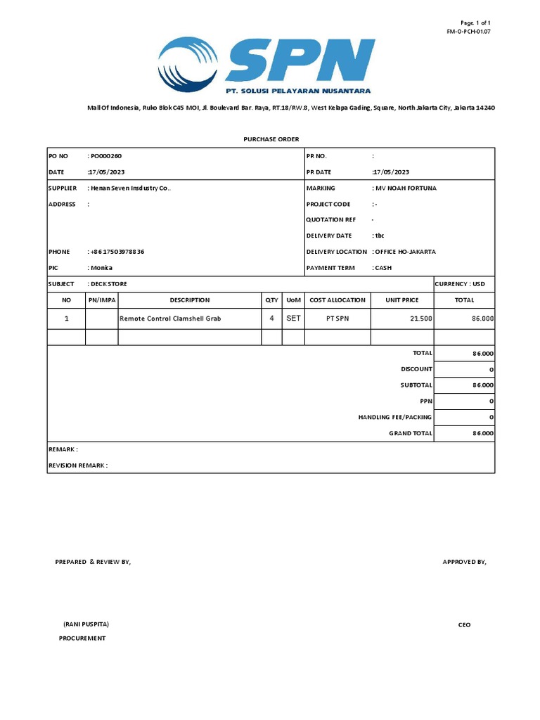 Purchase Order (Po) | PDF