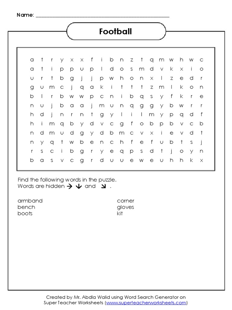 Word Search Football | PDF