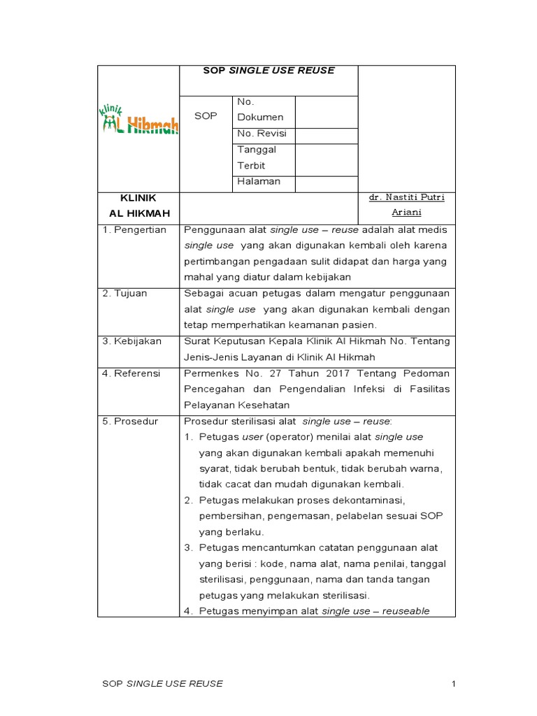 Sop Single Use Reuse | PDF