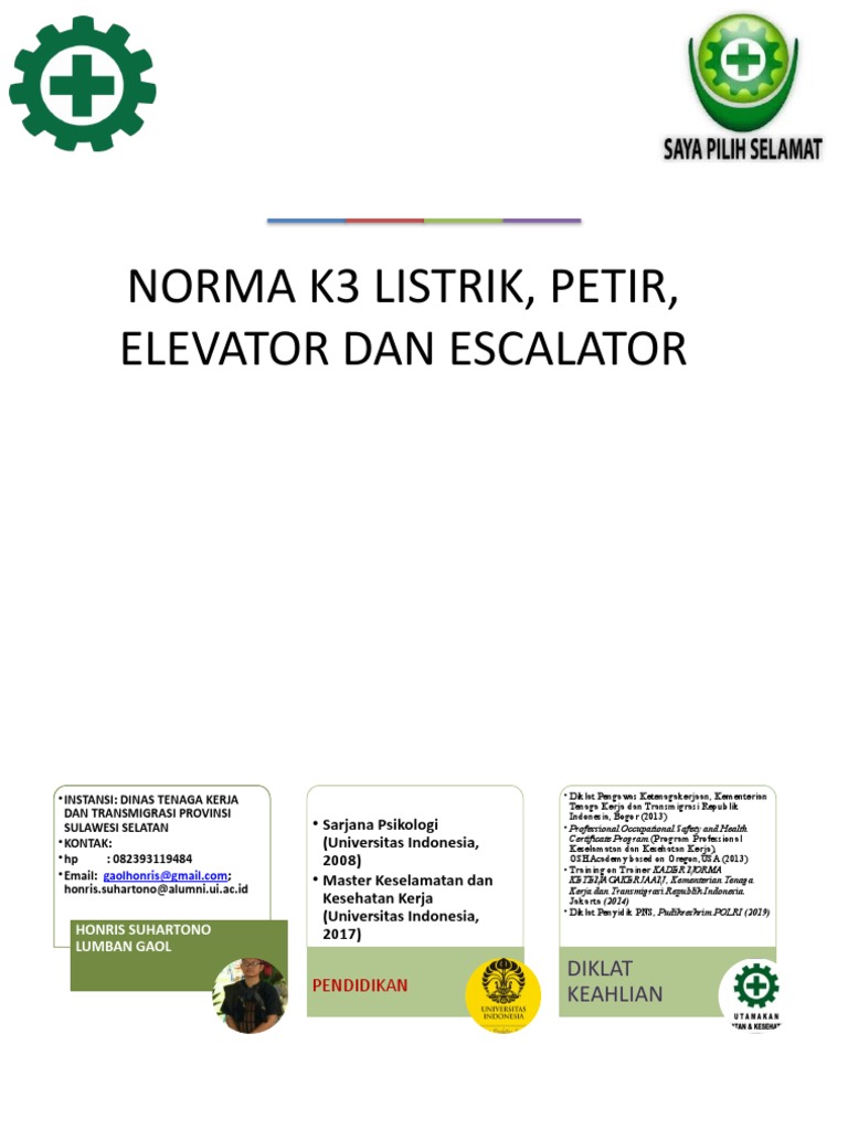 k3 Listrik, Penyalur Petir, Elevator - Escalator | PDF