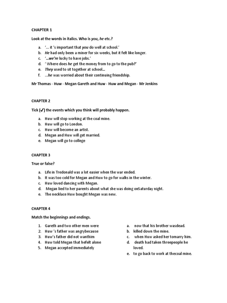 Questionnaire Chapters 1-4 | PDF