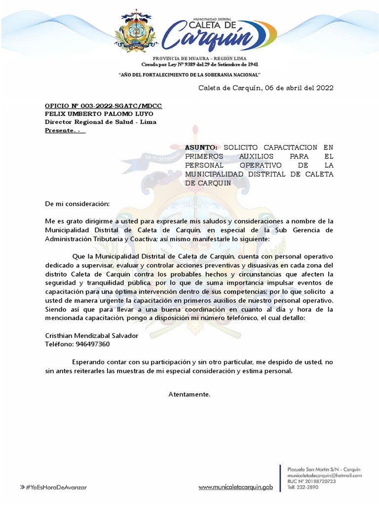 Oficio #003 - A Diresa | PDF