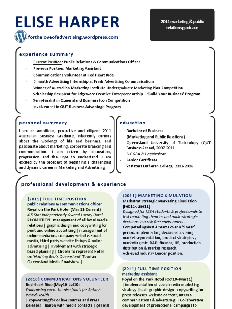 Elise Harper Resume June 2011 | PDF | Entrepreneurship | Marketing Elise Harper Resume June 2011 | PDF | Entrepreneurship | Marketing