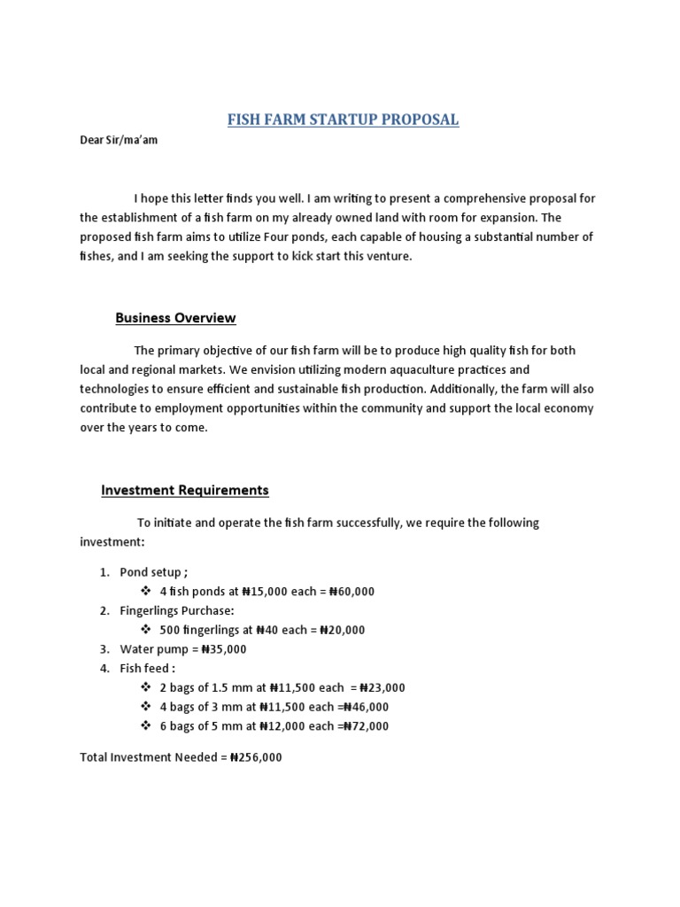 Fish Farm Startup Proposal and Costs | PDF | Sustainability | Economies