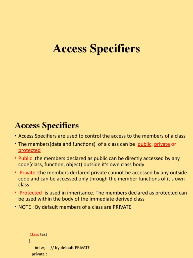 Access Specifiers | PDF