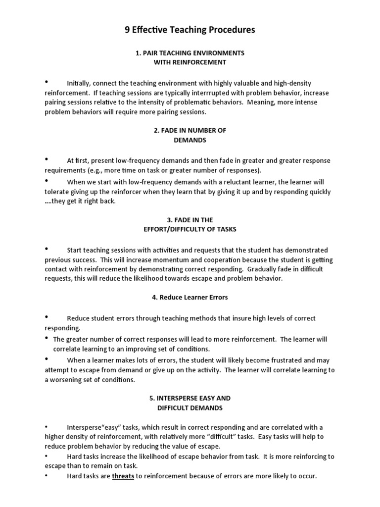 Effective Teaching Procedures With Definition-2 | PDF | Reinforcement ...