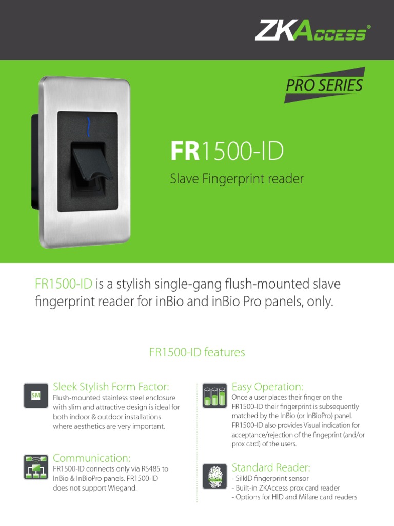 Fingerprint Reader ZKTeco FR1500 PDF