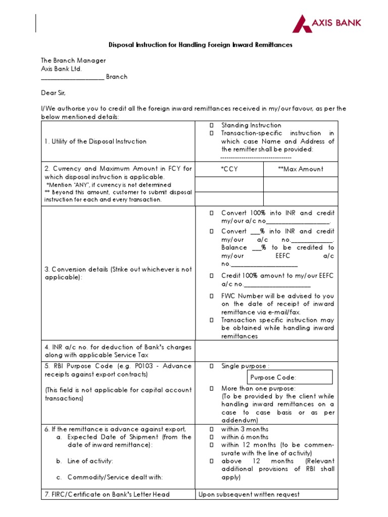 Disposal Instruction For Handling Foreign Inward Remittances | PDF ...