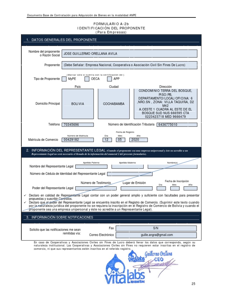 FORMULARIO A-2b | PDF