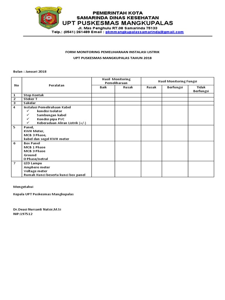 Monitoring Pemeliharaan Listrik Puskesmas | PDF