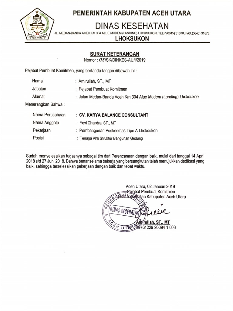 Contoh Referensi Kerja Dari Dinas | PDF