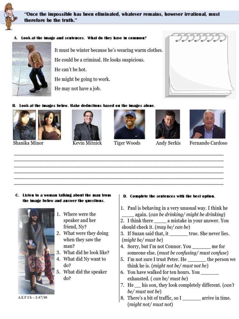 Deduction - Modal Verbs | PDF | Grammar | Linguistics