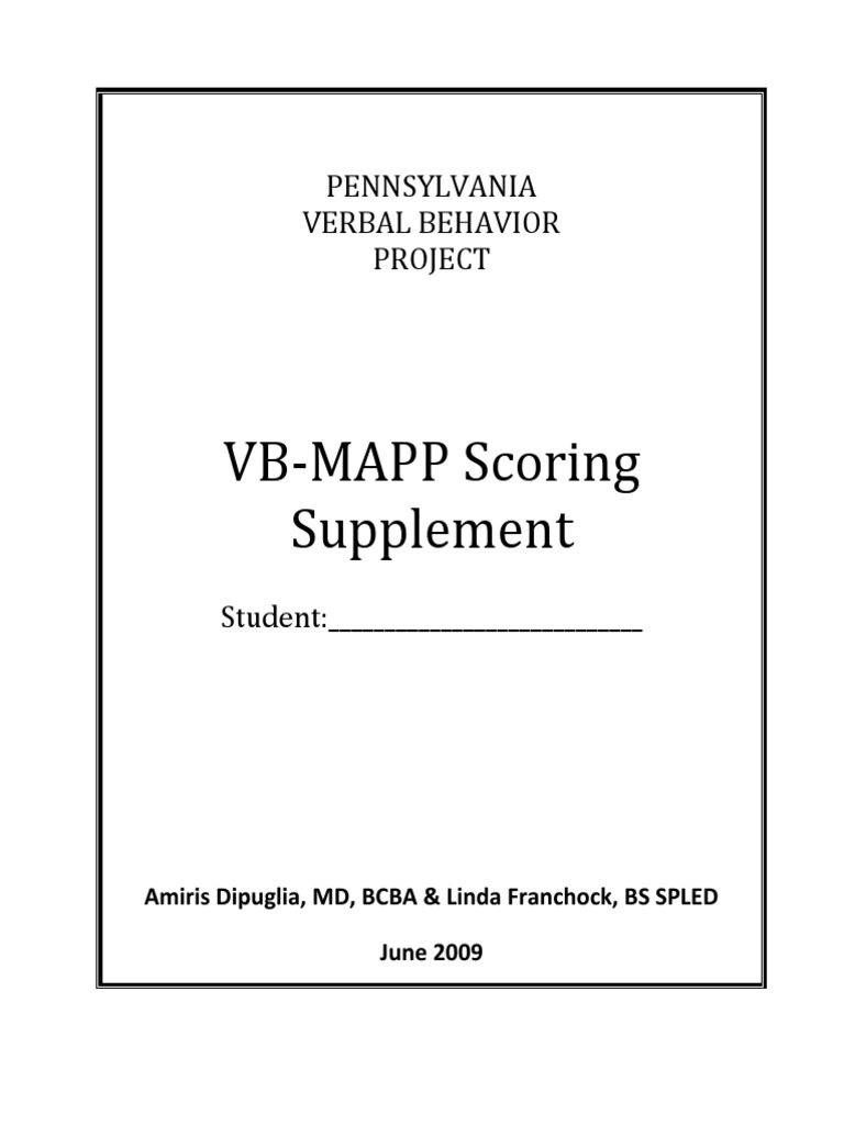 VB MAPP Scoring Supplement 2nd Edition | PDF