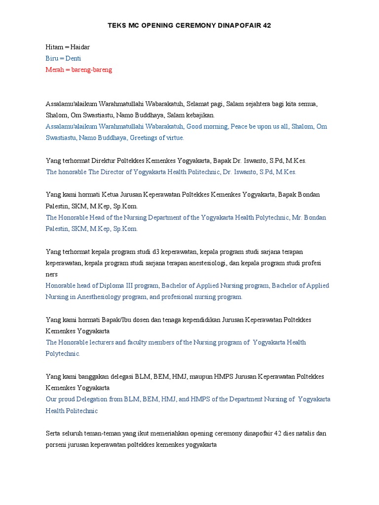 Teks MC Opening-1 | PDF