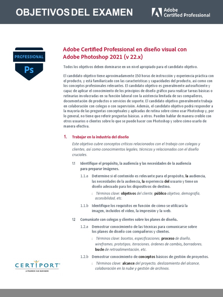 AC PRO 2021 - Exam Objectives - Photoshop | PDF