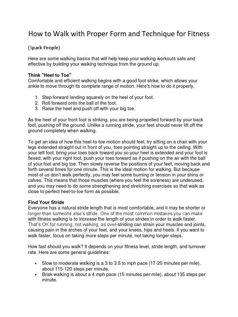 How To Walk With Proper Form and Technique For Fitness | PDF