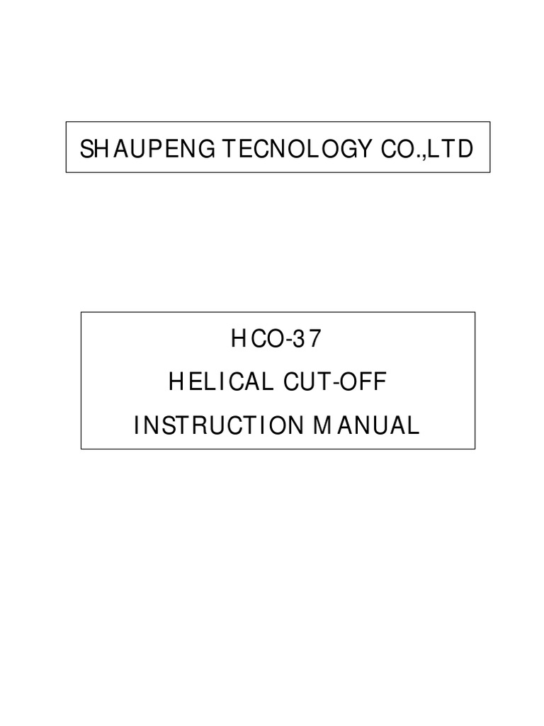 Hc0-37 Cut Off 操作手冊 (英文) | PDF