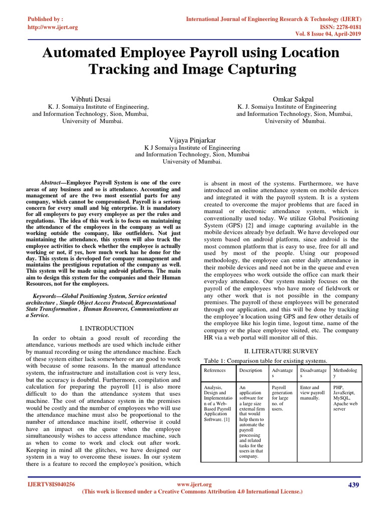 Automated Employee Payroll Using Location Tracking and Image Capturing ...