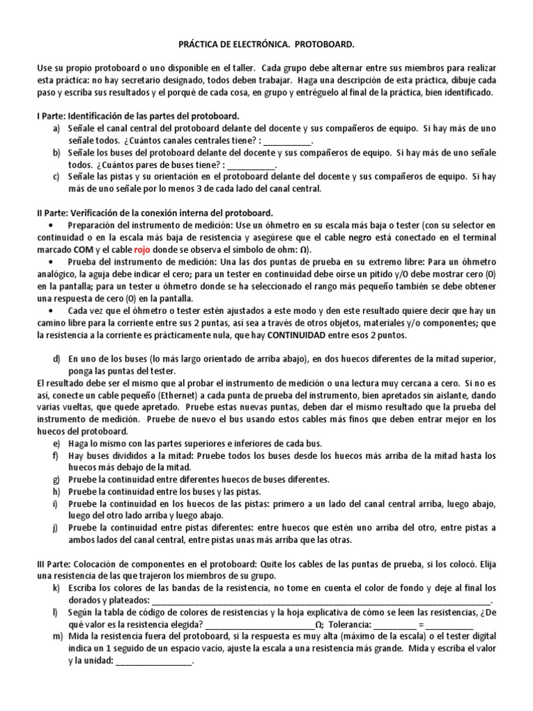 Guía De Práctica Con Protoboard Pdf Bienes Manufacturados
