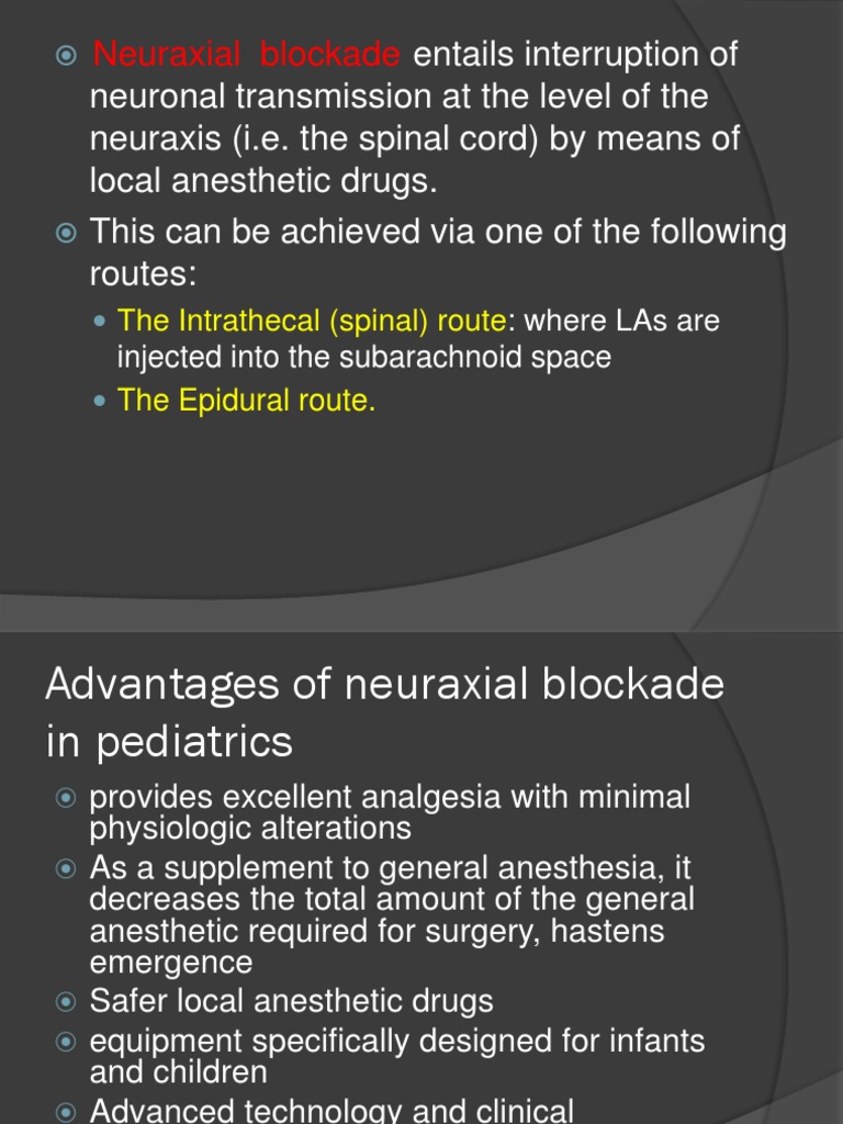 Neuraxial Blockade in Pediatric Anesthesia | PDF | Vertebral Column ...