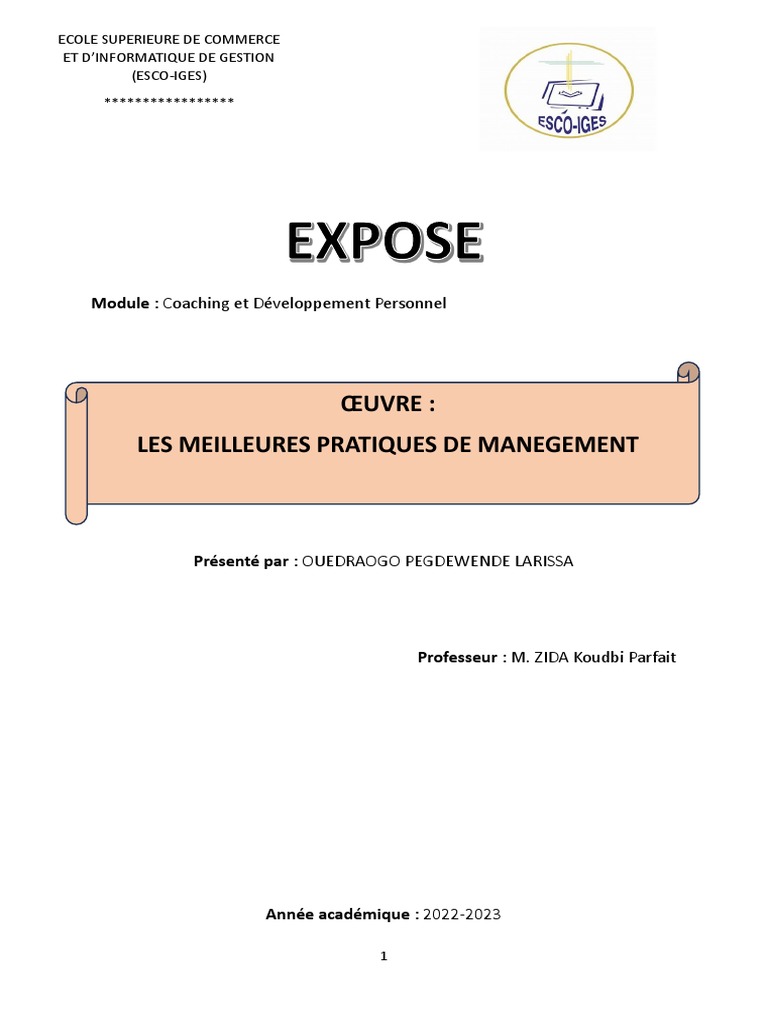 Expose Les Meilleures Pratiques de Management | PDF | Business ...