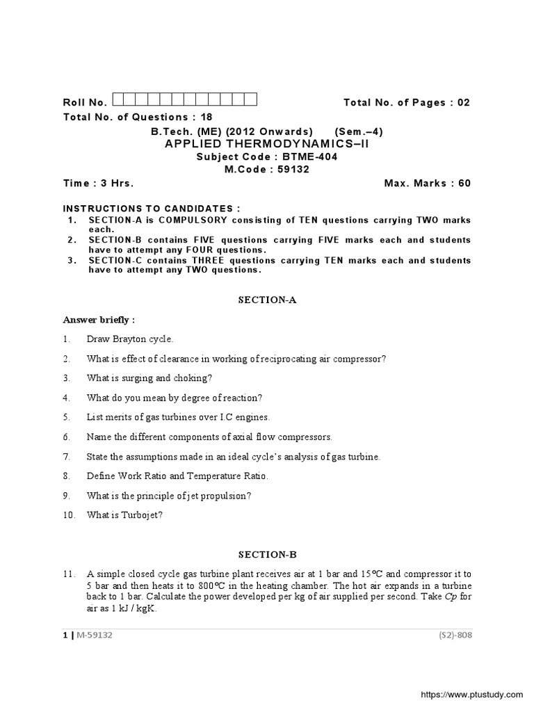 Btech Me 4 Sem Applied Thermodynamics 2 59132 Dec 2020 | PDF | Liquids ... Btech Me 4 Sem Applied Thermodynamics 2 59132 Dec 2020 | PDF | Liquids ...