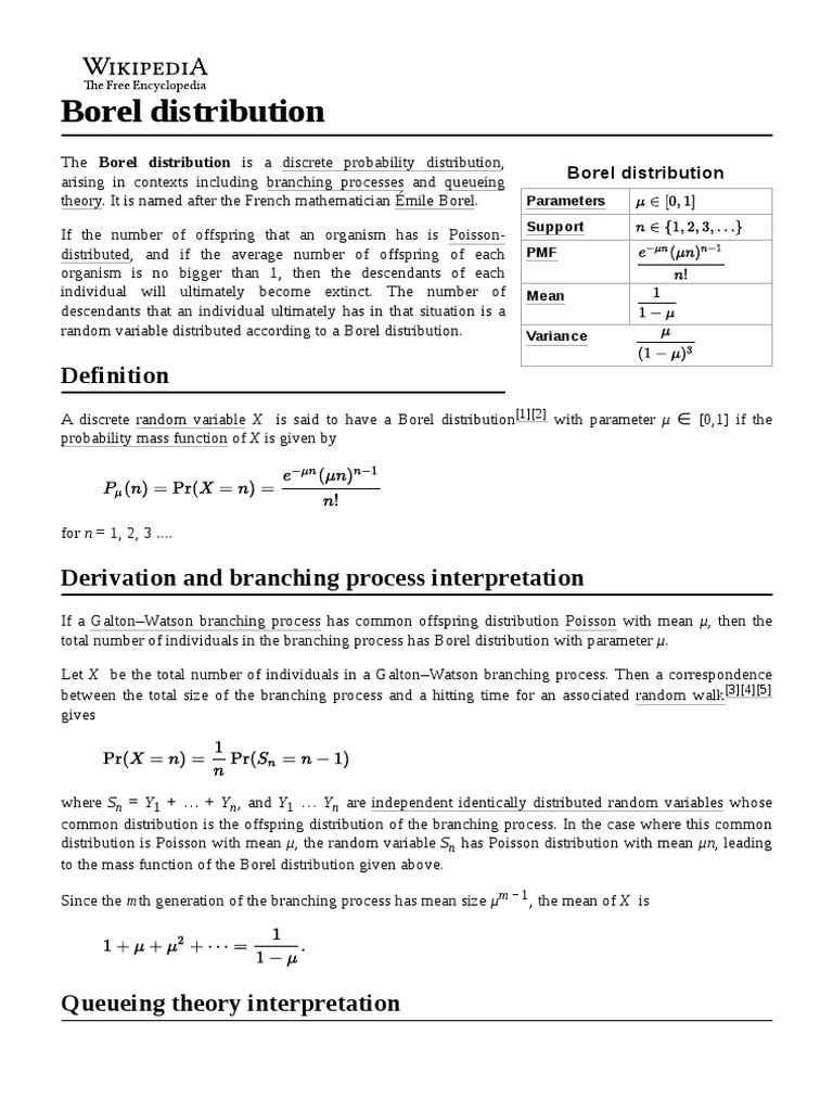 Borel Distribution | PDF