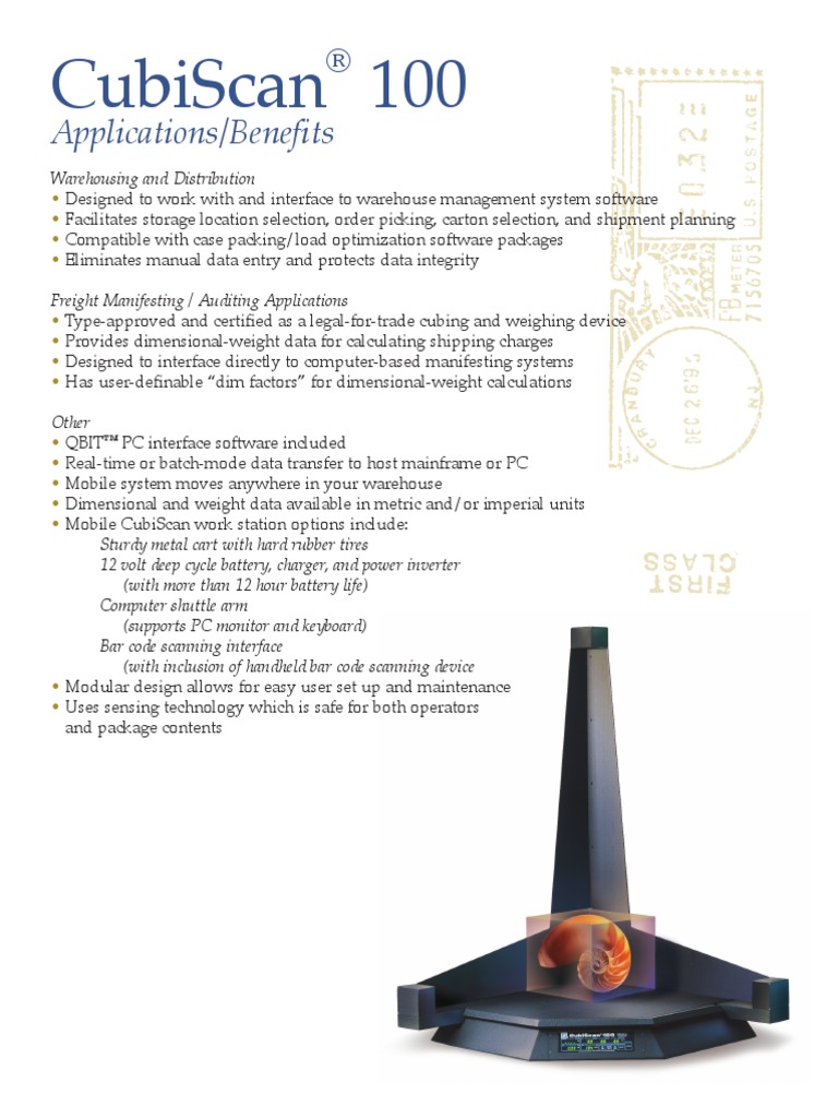 Cubiscan 100: Applications/Benefits | PDF