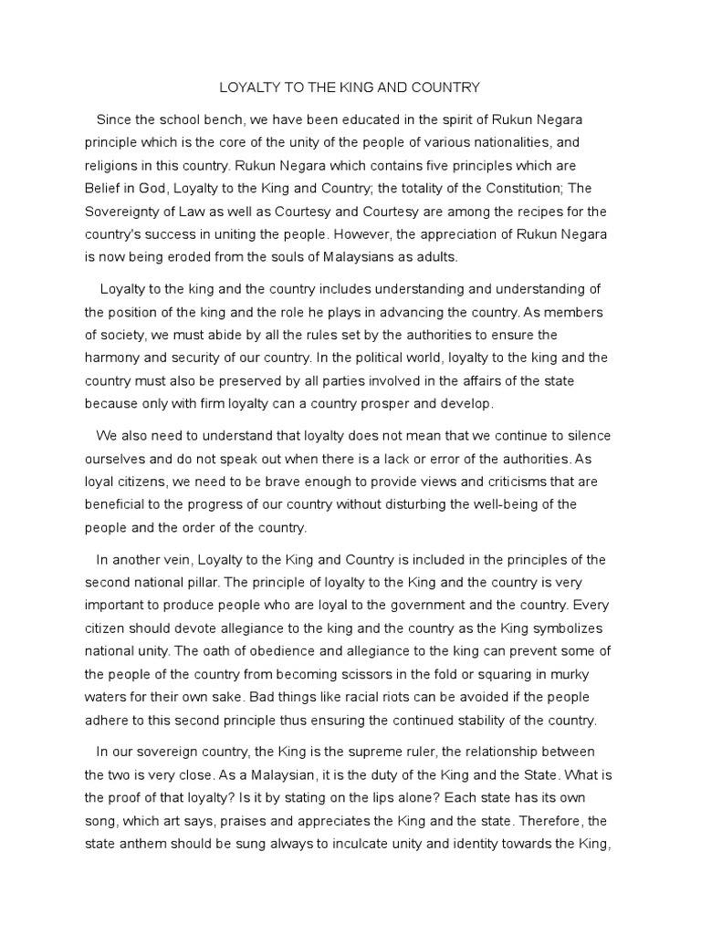Loyalty To The King and Country | PDF